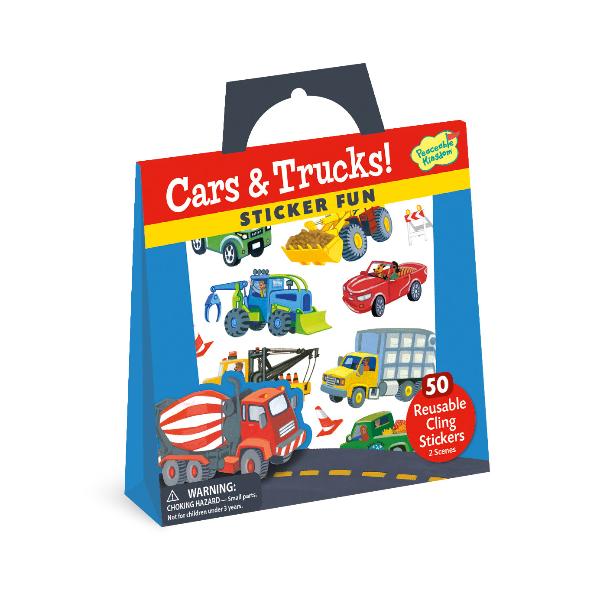 Peaceable Kingdom | Reusable Sticker & Play Scene Tote | Trucks & Cars ...